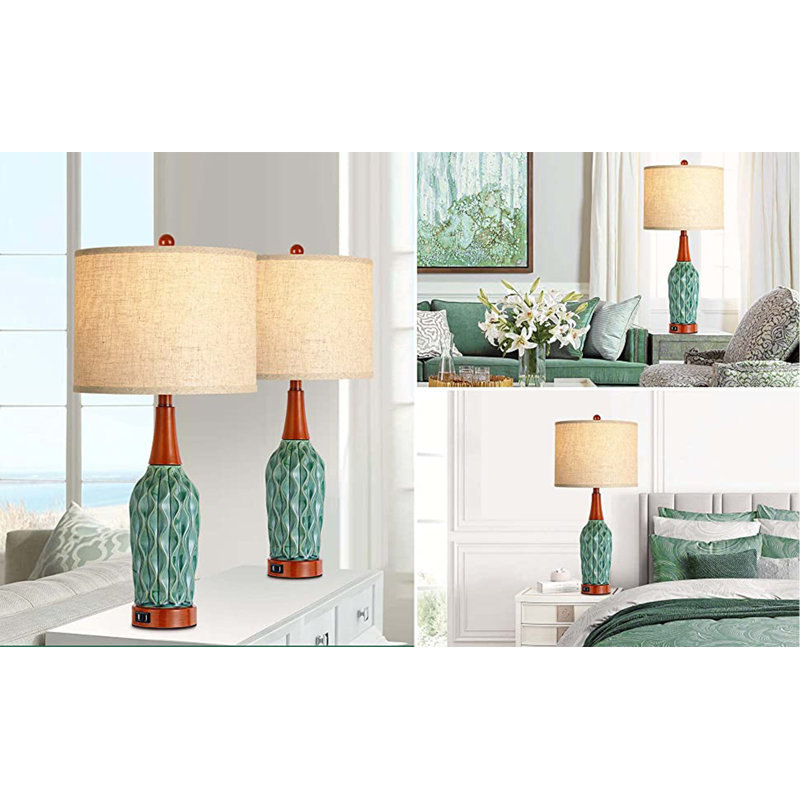 Orren Ellis Ceramic USB Table Lamp | Wayfair